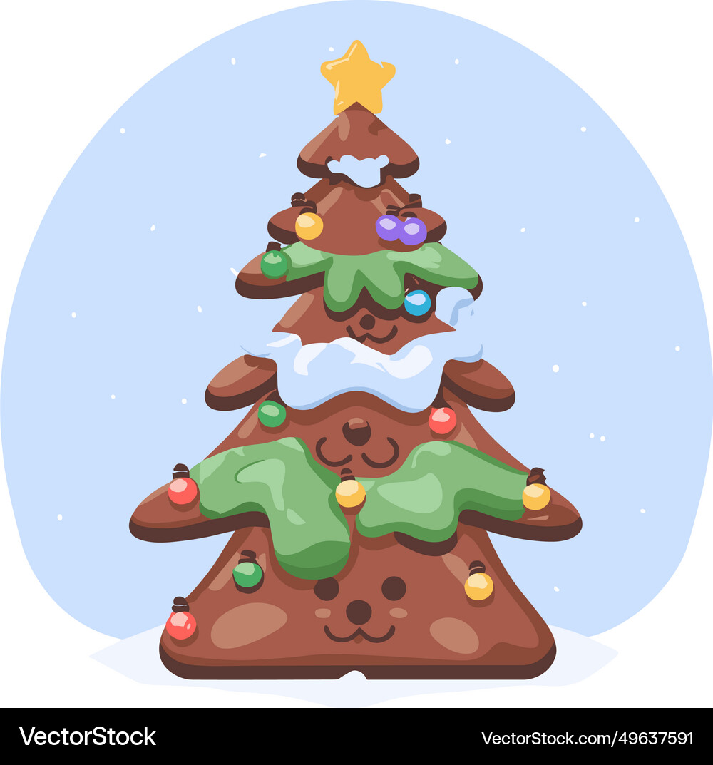 A cartoon of gingerbread tree Royalty Free Vector Image