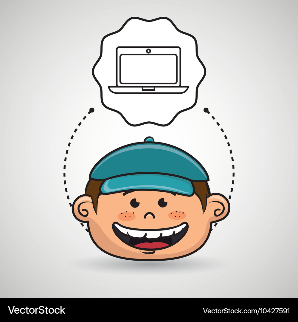 Boy cartoon cap icon Royalty Free Vector Image