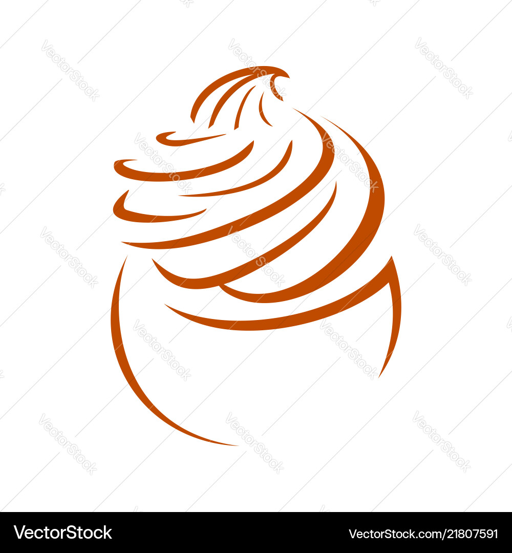 Cupcake line art whip cream symbol design Vector Image