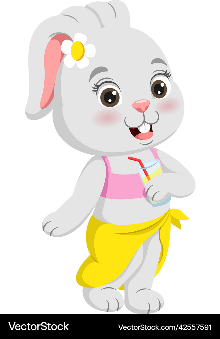 Cute bunny cartoon in summer clothes Royalty Free Vector