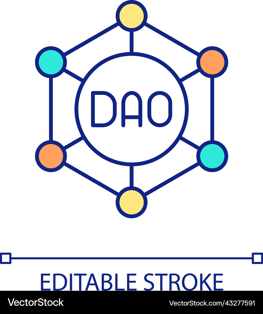 Dao crypto network rgb color icon Royalty Free Vector Image