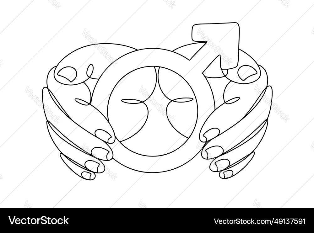 Hands male sign one line Royalty Free Vector Image
