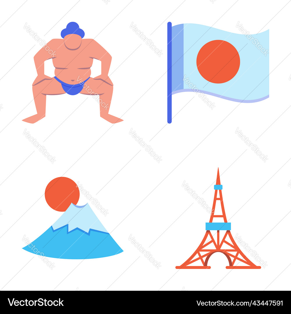 Japan traditional symbols icon set Royalty Free Vector Image