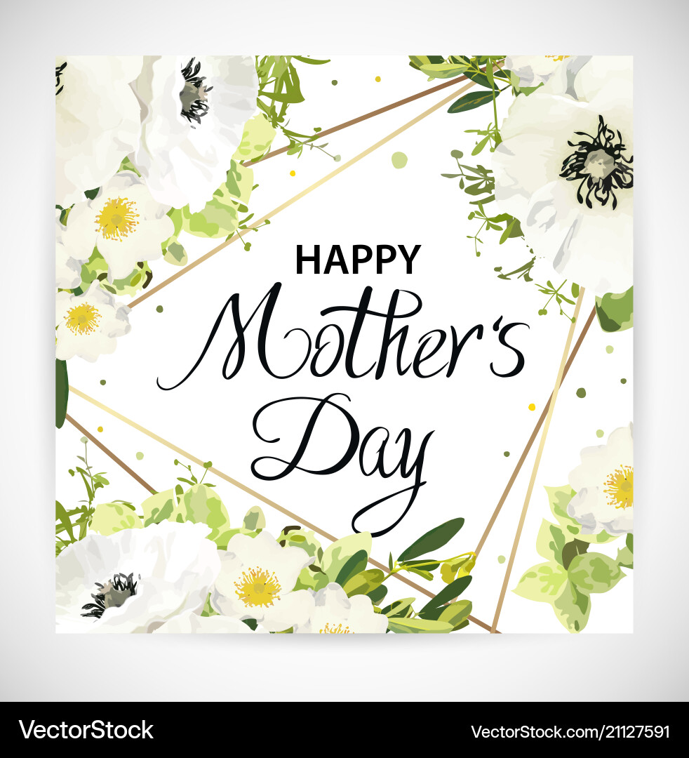 Mother day floral template card Royalty Free Vector Image