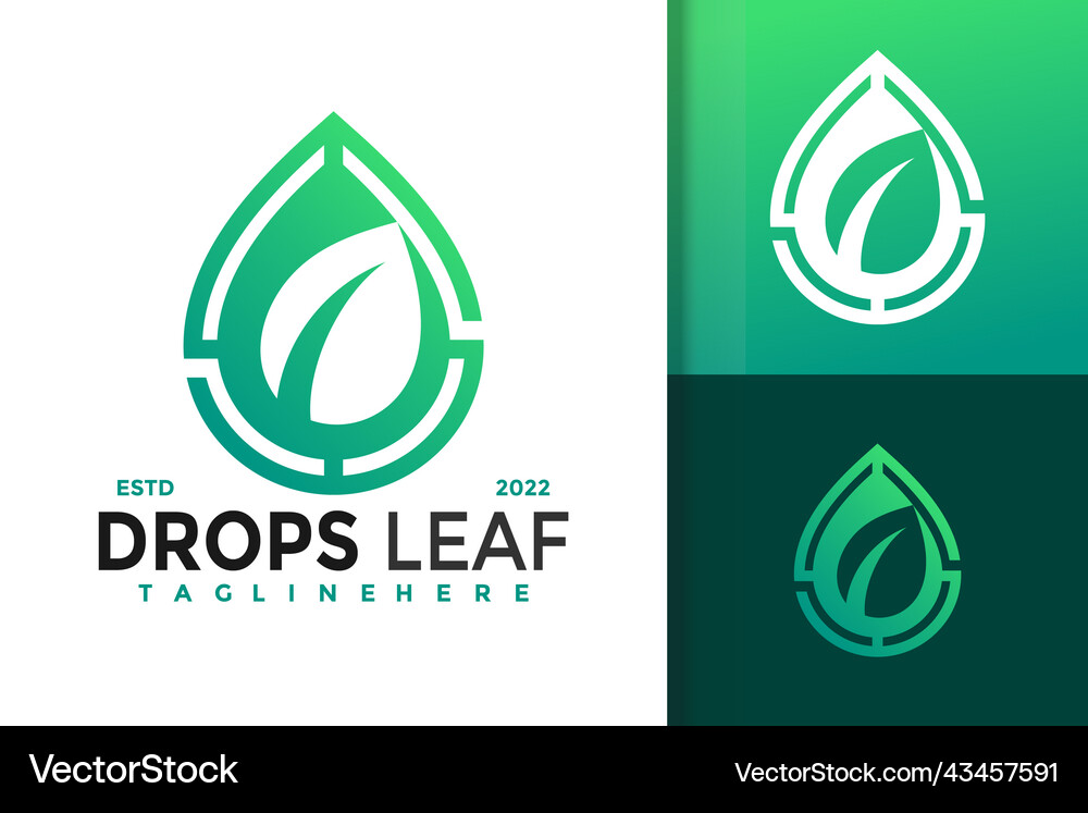 Nature drop leaf logo design brand identity logos Vector Image