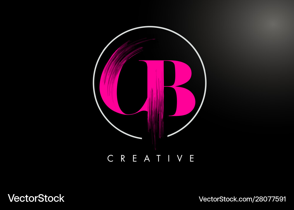 Pink cb brush stroke letter logo design Royalty Free Vector