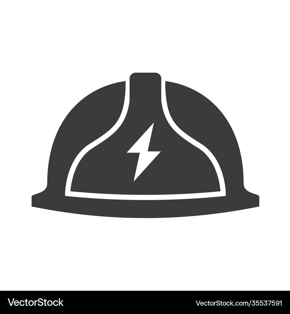 Safety helmet with lightning sign bold black Vector Image