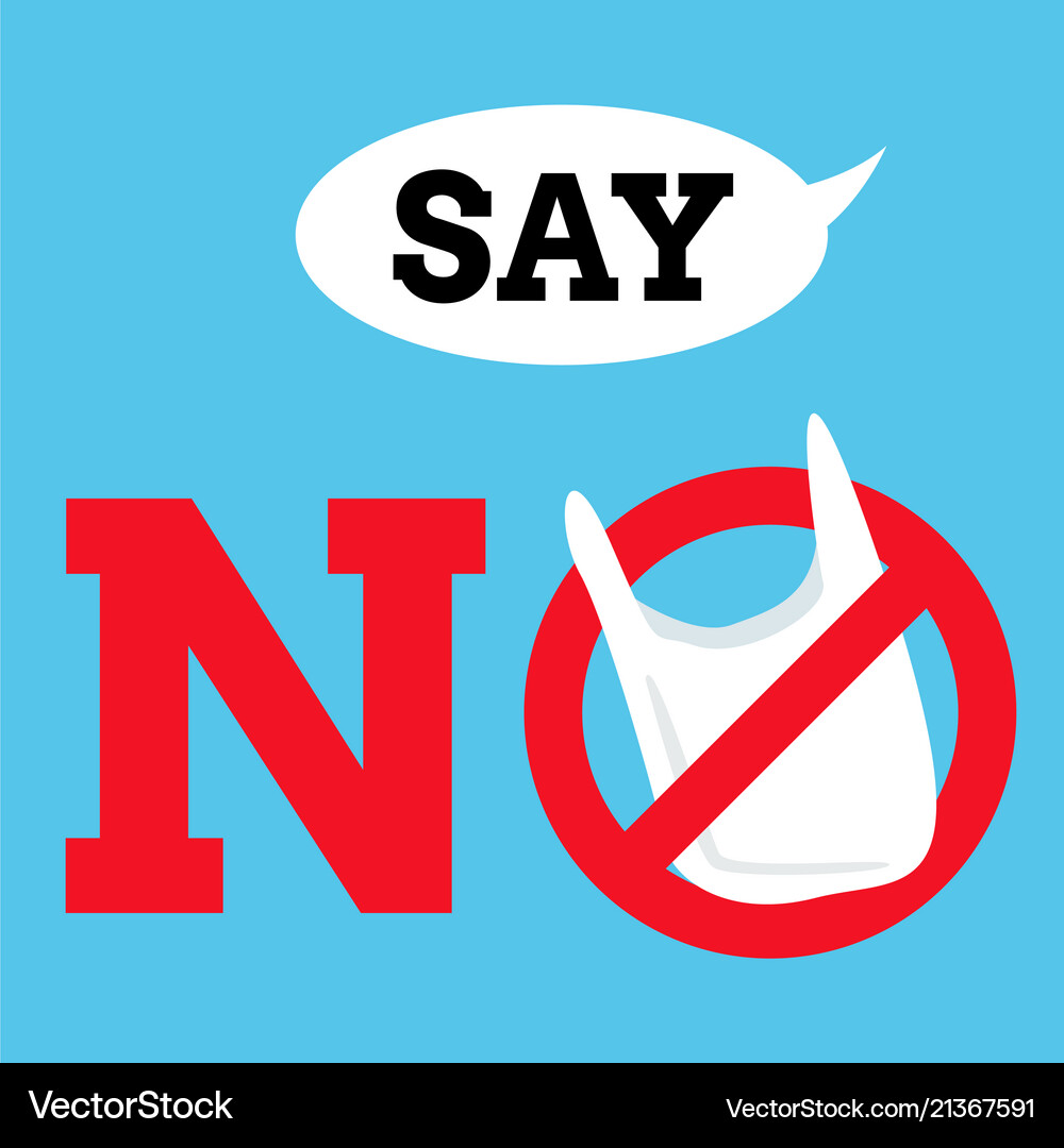 Say no plastic bags graphic background label Vector Image
