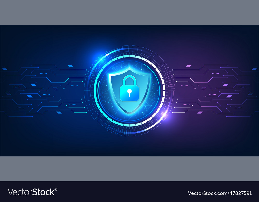 Security technology shield with a lock inside Vector Image