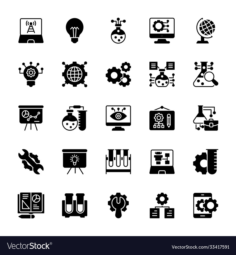 Stem elements glyph icons Royalty Free Vector Image