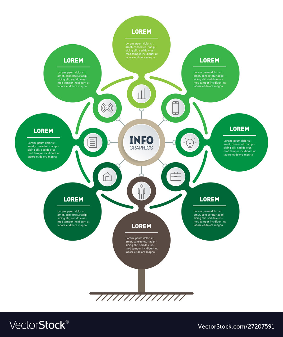 Vertical timeline or infographics tree Royalty Free Vector