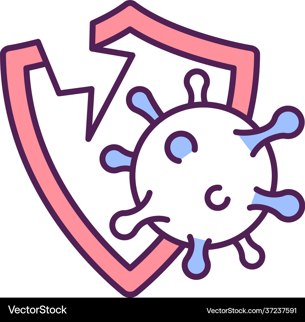 Virus breaking immune system rgb color icon Vector Image