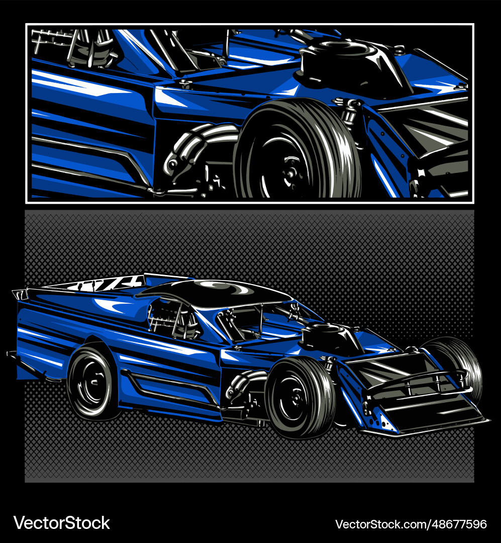 Blue drag racing car with black strip Royalty Free Vector