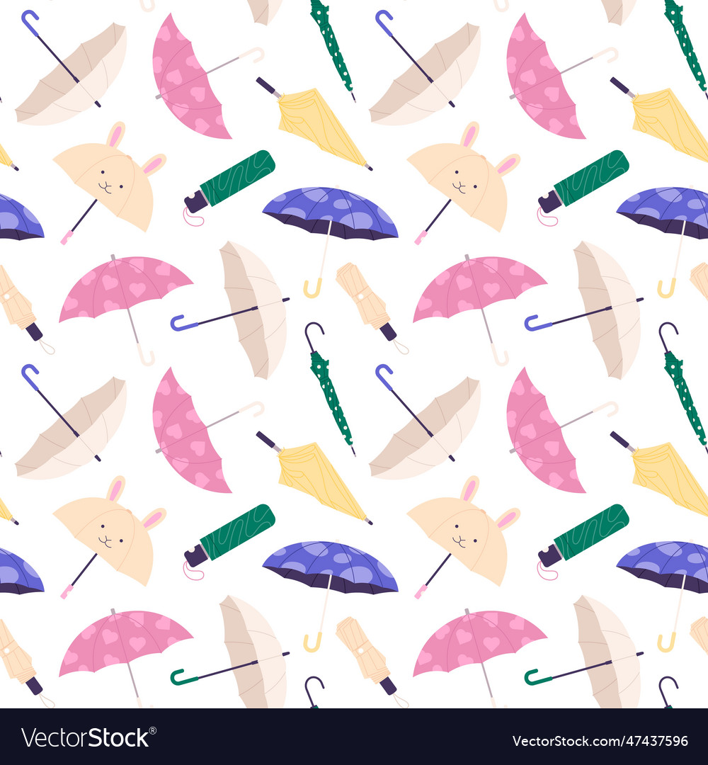 Cartoon umbrellas seamless pattern autumn Vector Image
