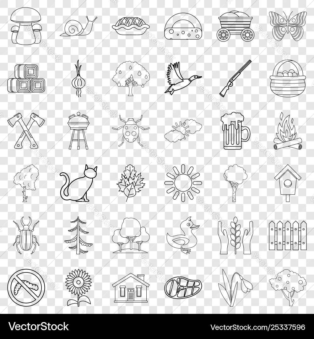 Countryside icons set outline style Royalty Free Vector