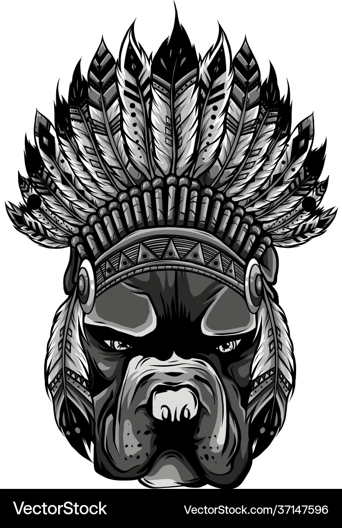 Design head dog with traditional indian hat Vector Image