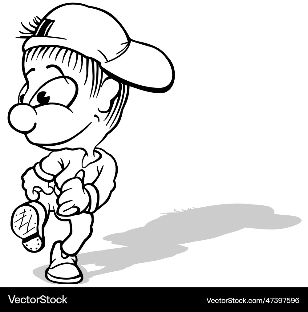Drawing of a boy with a baseball cap Royalty Free Vector