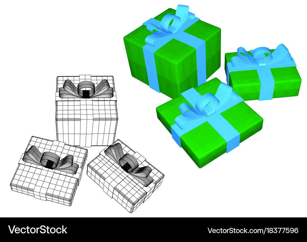 Gifts in green paper Royalty Free Vector Image