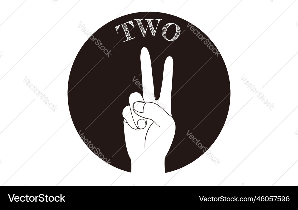 Hand sign icon number 2 finger letters Royalty Free Vector