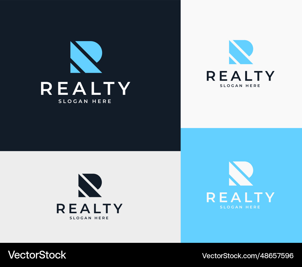 Modern geometric letter r logo gradient letter r Vector Image