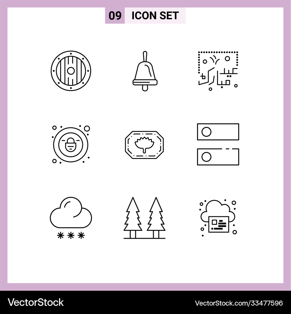 Pack 9 modern outlines signs and symbols Vector Image