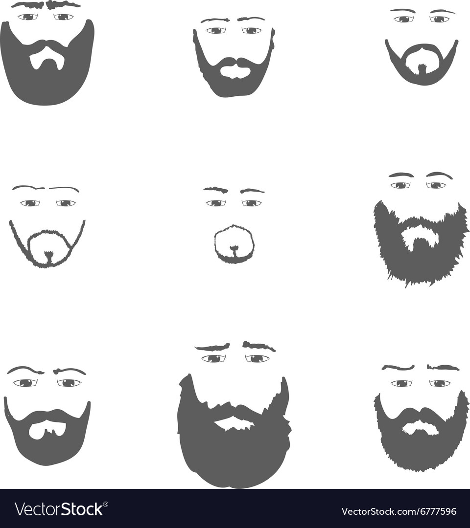 Set beard isolated on white background Royalty Free Vector