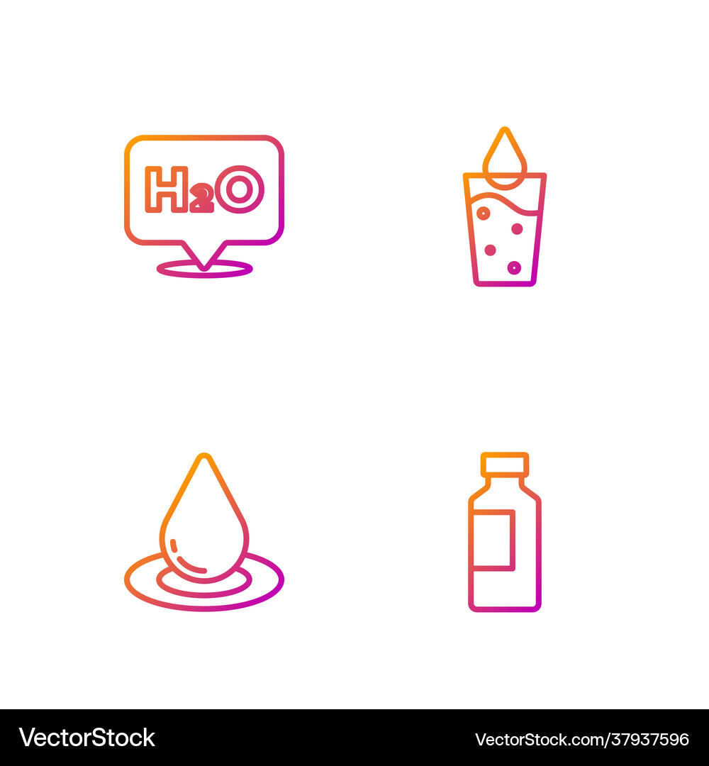 Set line bottle water water drop chemical Vector Image