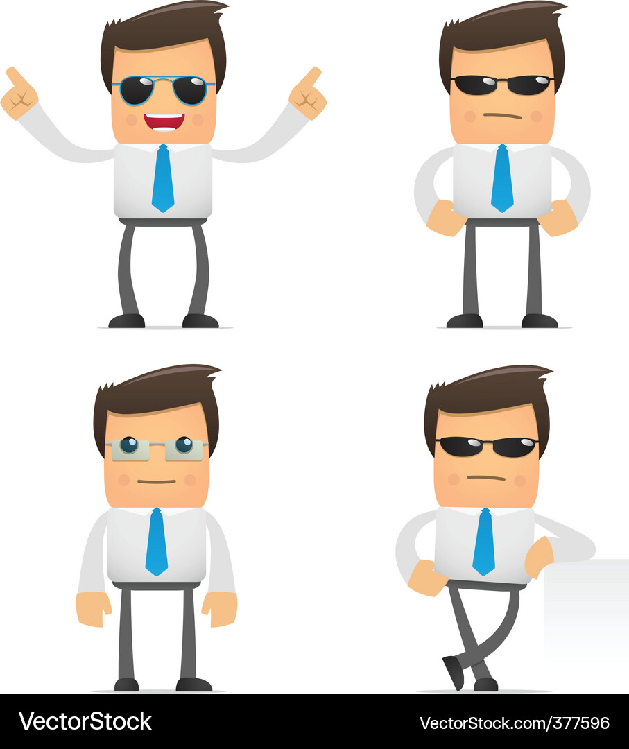 Set of funny cartoon manager Royalty Free Vector Image