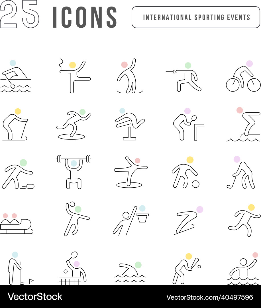 Set of linear icons international sporting Vector Image