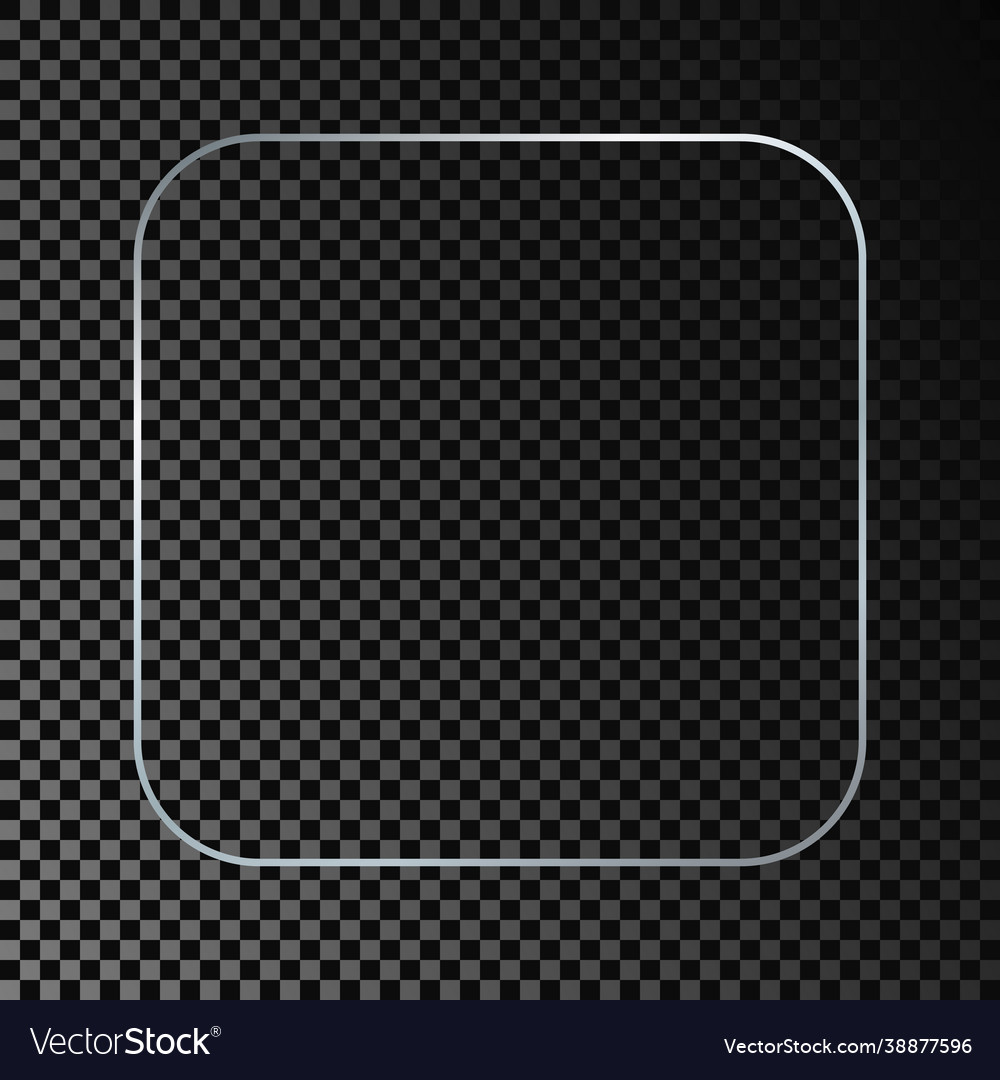 Silver glowing rounded square frame Royalty Free Vector