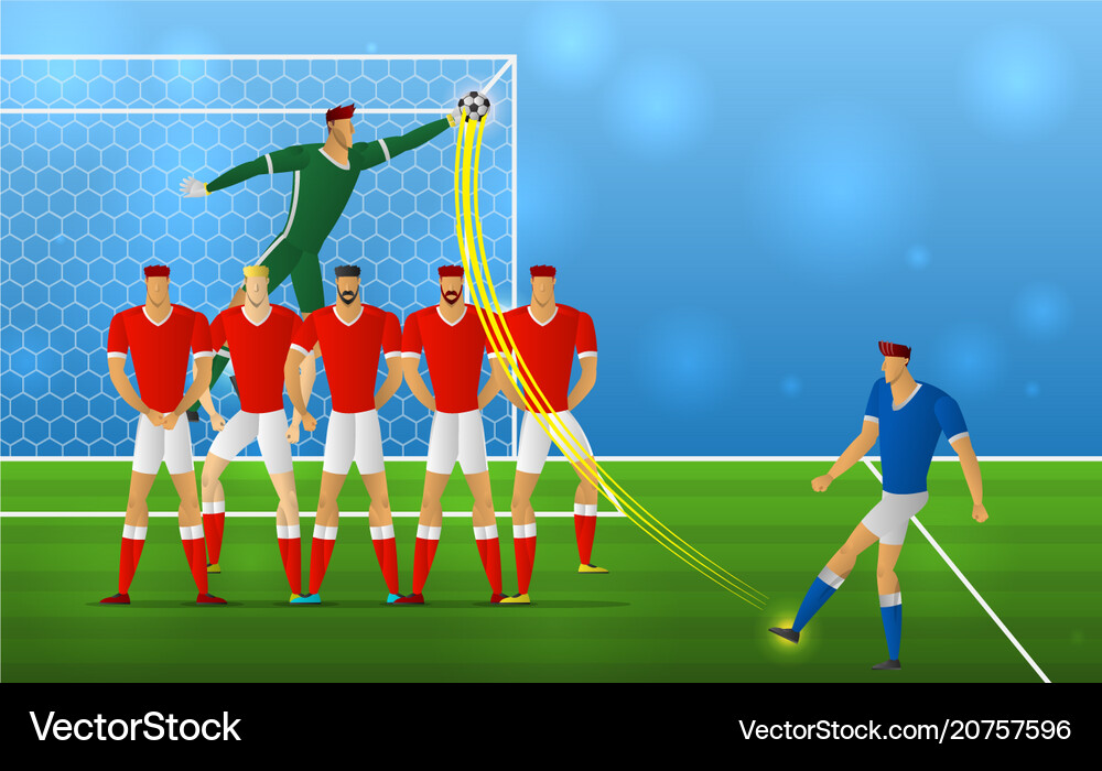 Soccer player in action freekick on stadium Vector Image