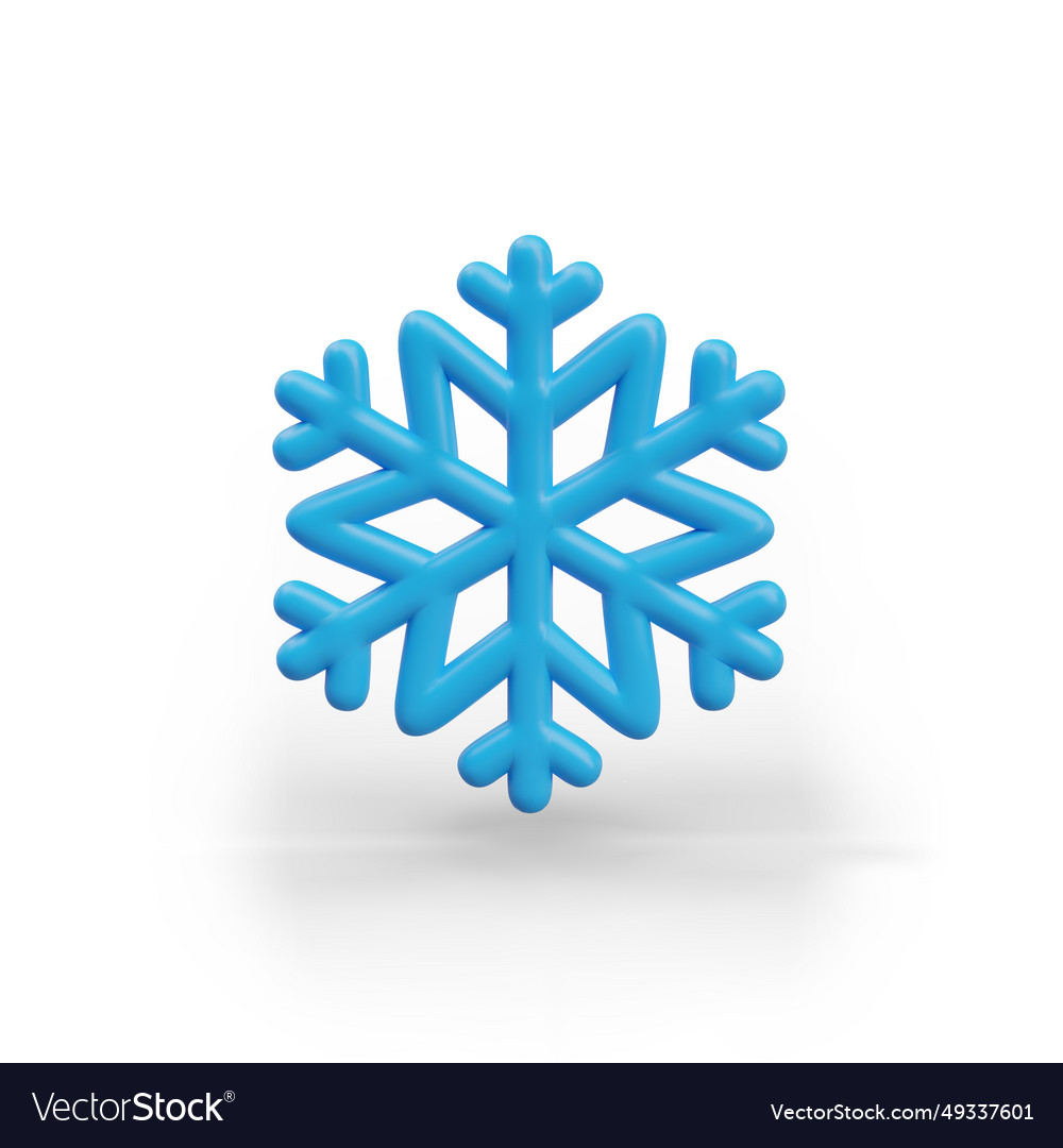 3d hexagonal snowflake blue winter Royalty Free Vector Image