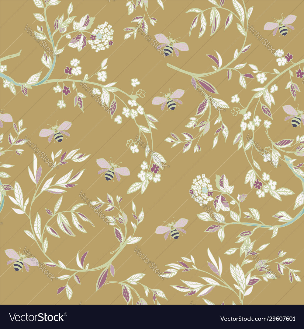 Branches flowering trees seamless pattern Vector Image