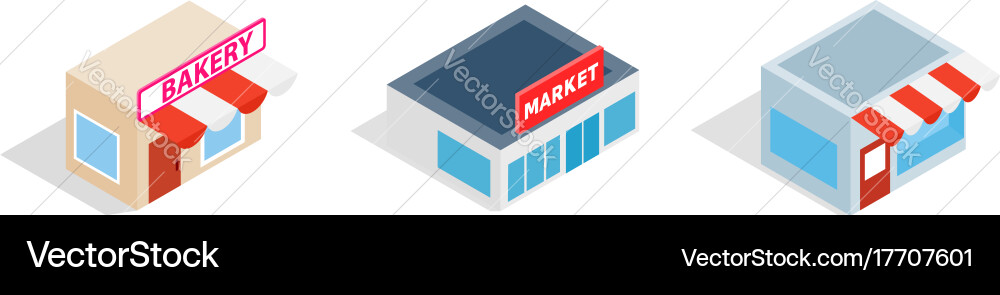 City market icon set isometric style Royalty Free Vector