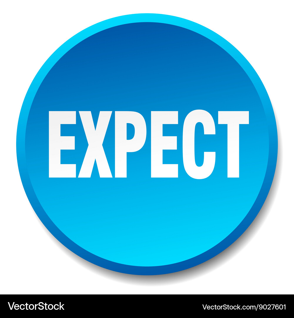 Expect blue round flat isolated push button Vector Image