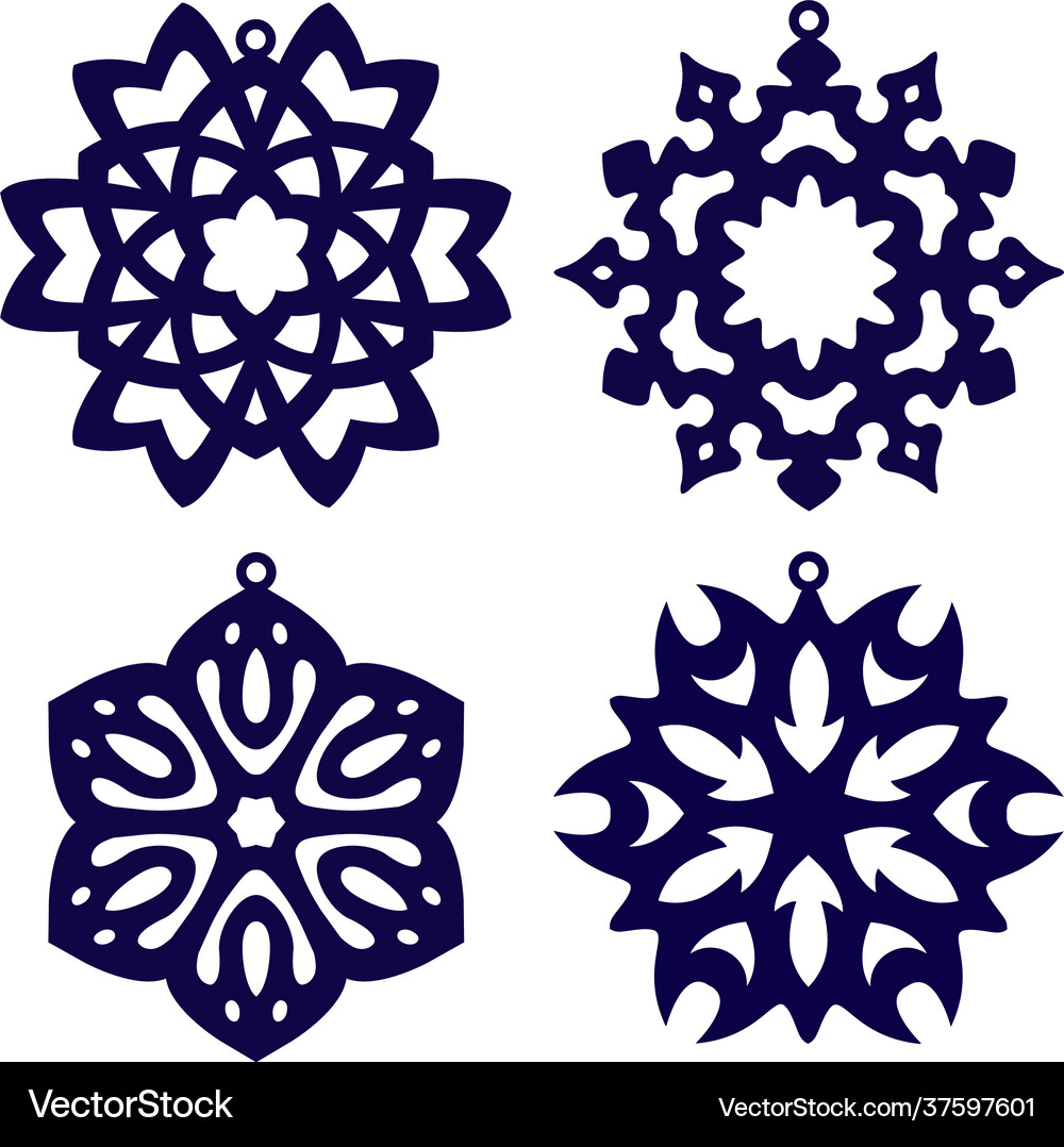 Fancy christmas snowflakes for printing and laser Vector Image