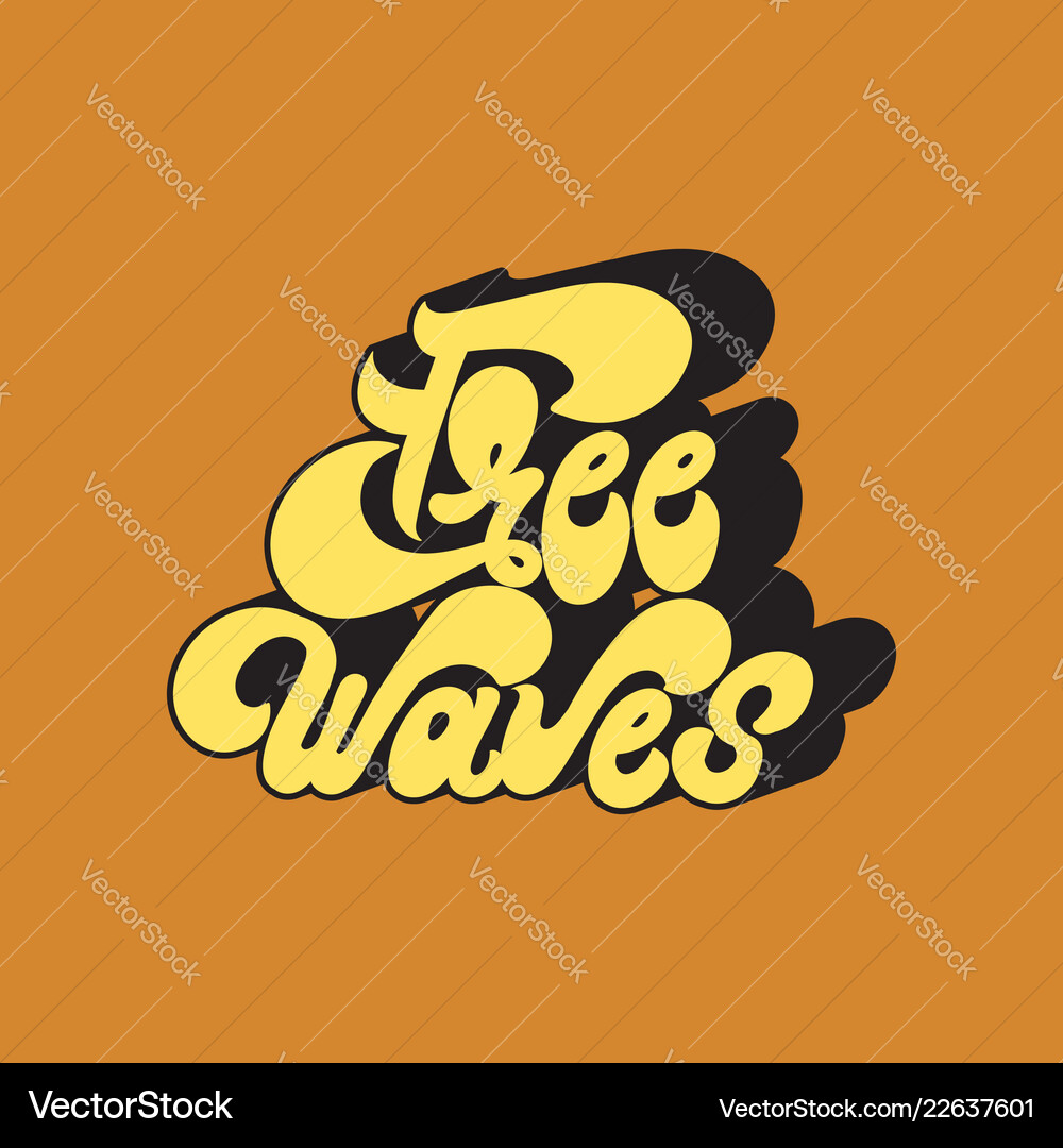 Free waves handwritten lettering made in 90s Vector Image