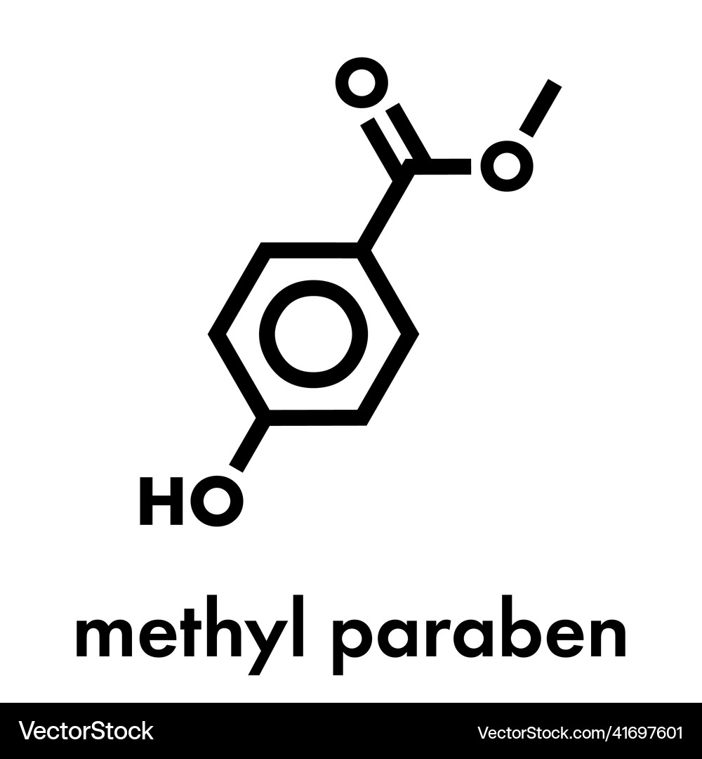 Methyl paraben preservative molecule skeletal Vector Image
