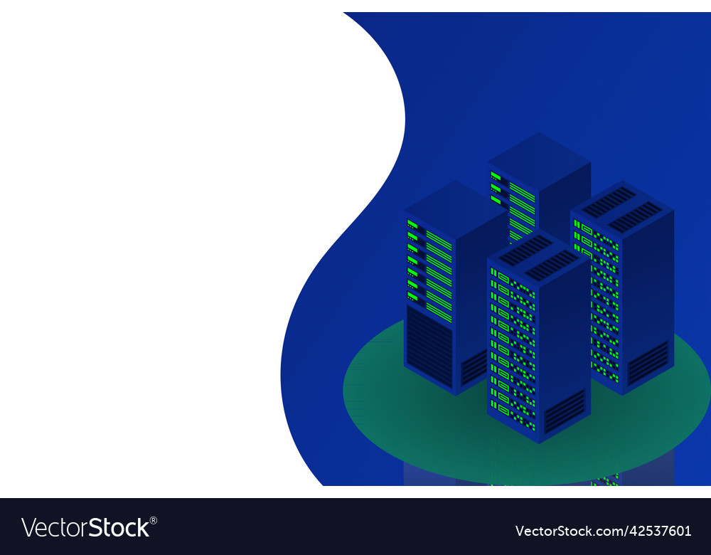 Server room isometric cloud storage data Vector Image