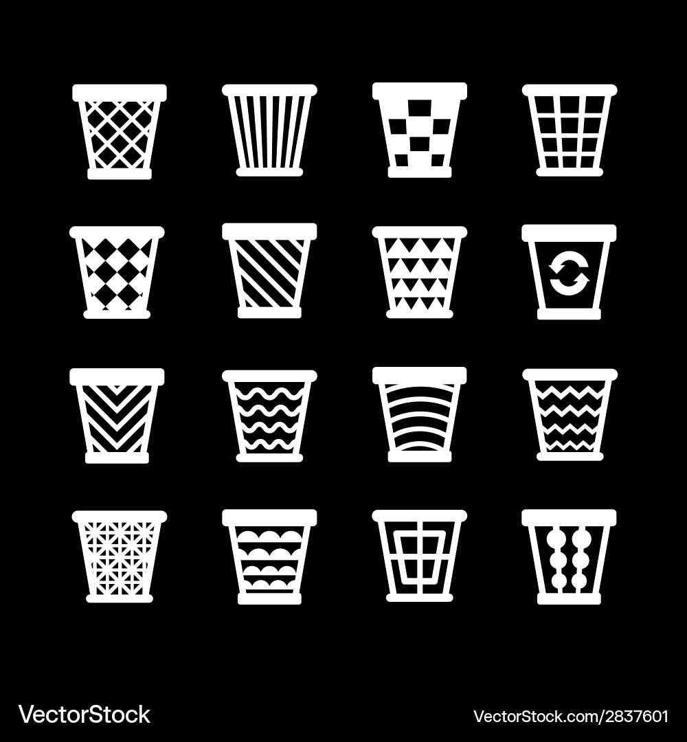 Set icons of trash basket Royalty Free Vector Image