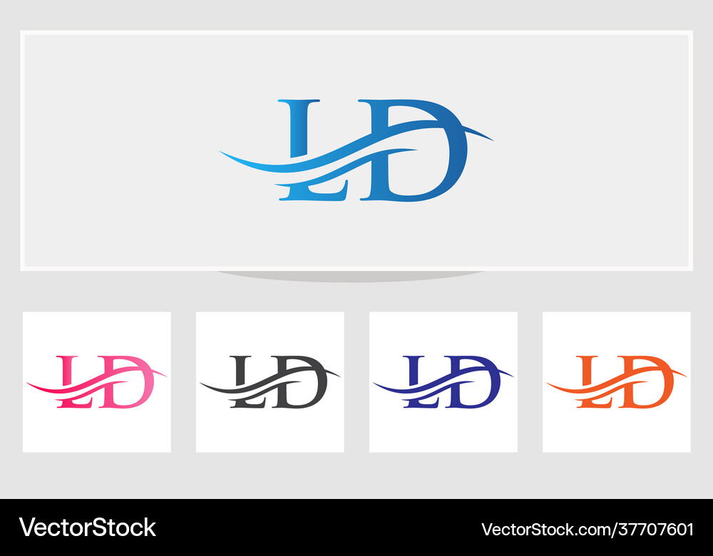Swoosh letter ld logo design for business Vector Image
