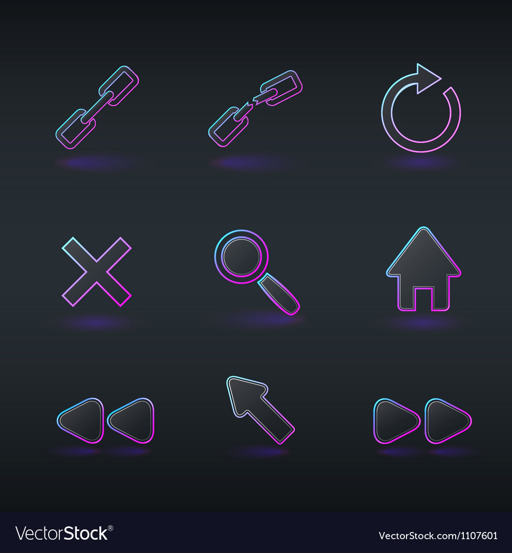 Technology icons and signs in modern neon style Vector Image