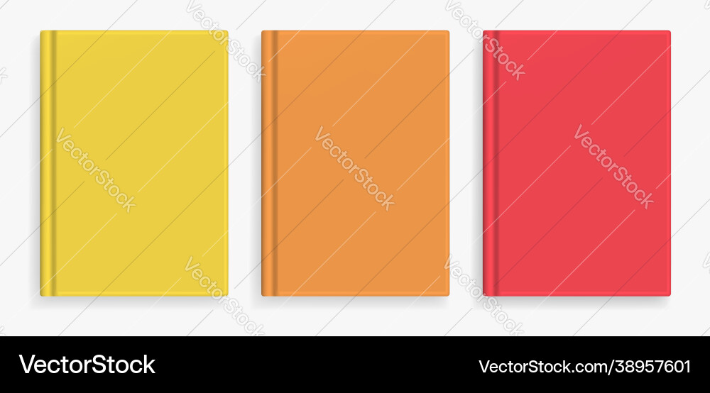 Warm colors realistic book cover mockups Vector Image