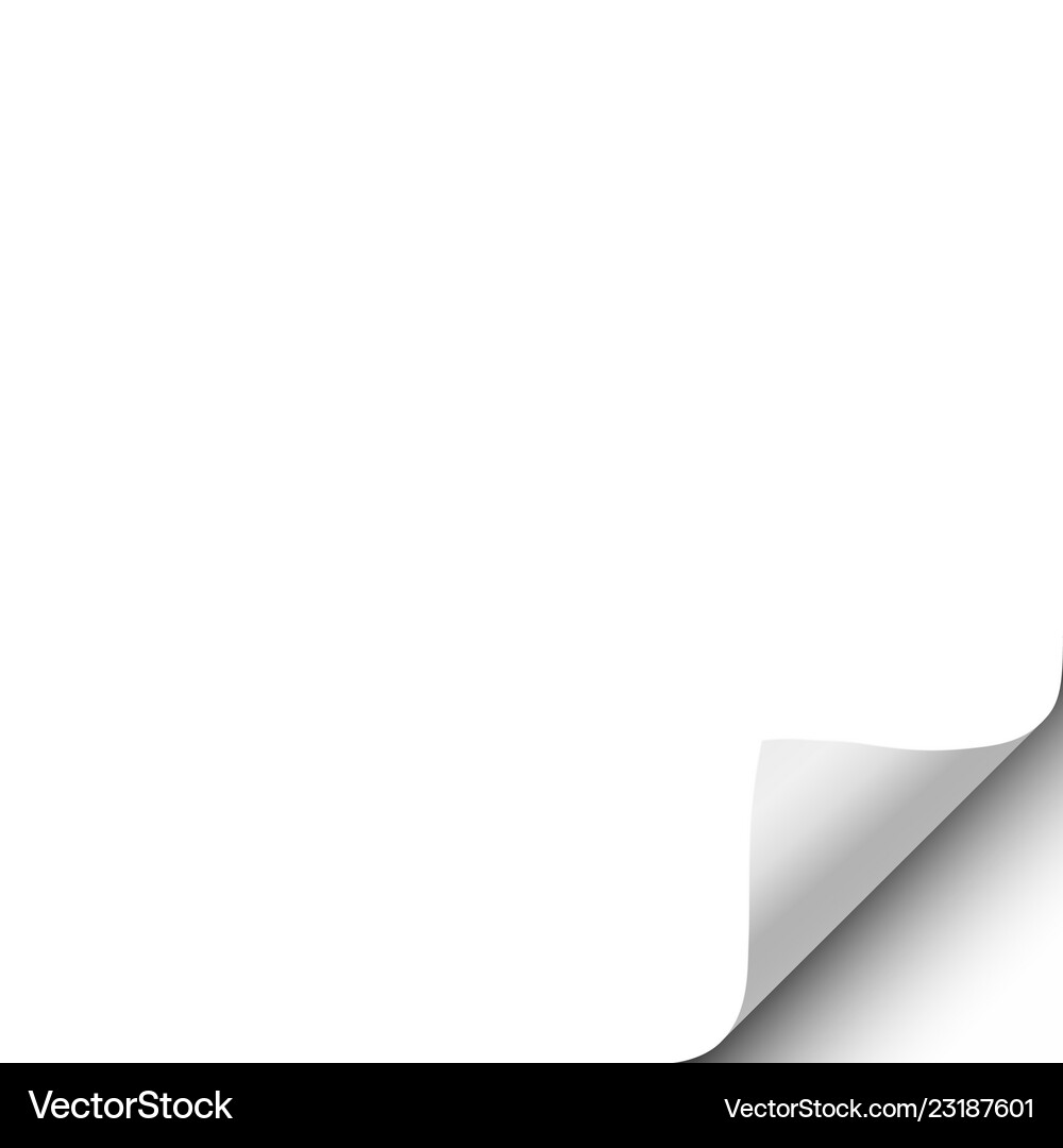 White sheet of paper with curled lower right Vector Image