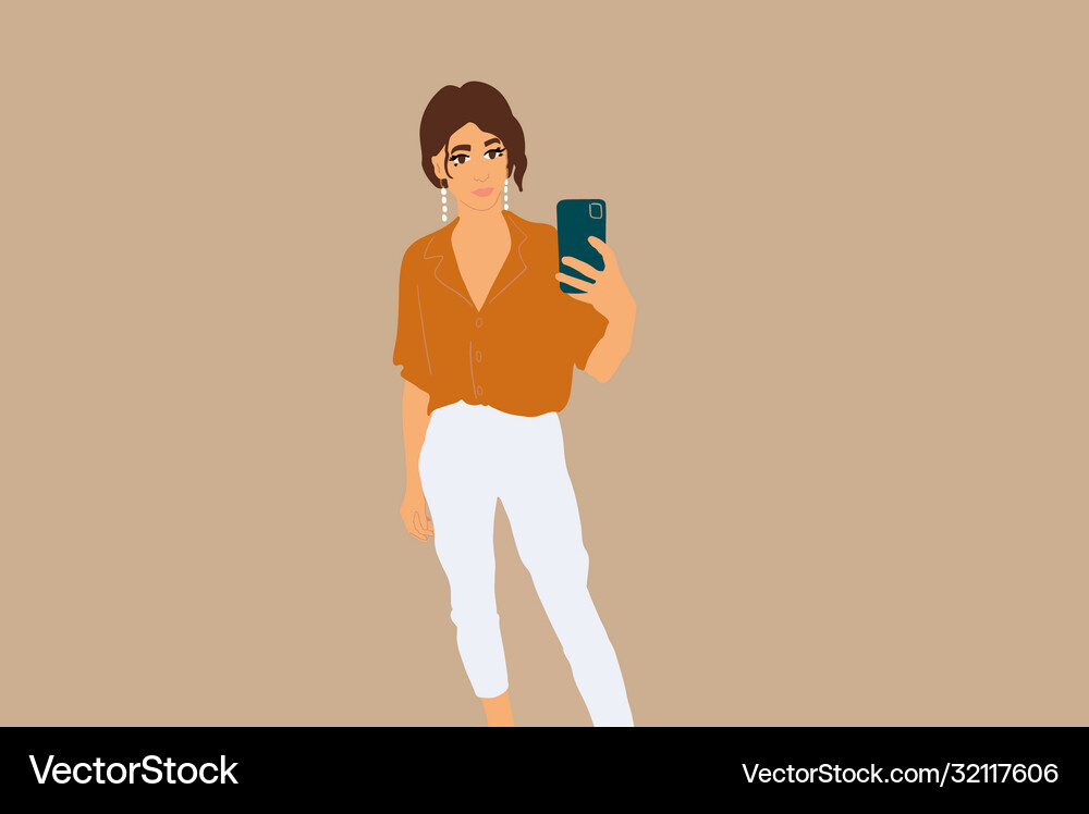 A woman with smart phone Royalty Free Vector Image