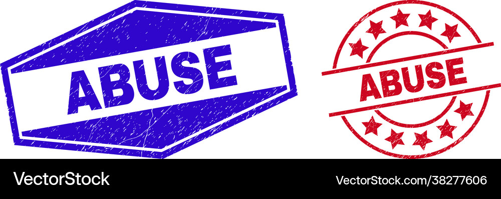 Abuse distress badges in circle and hexagon forms Vector Image