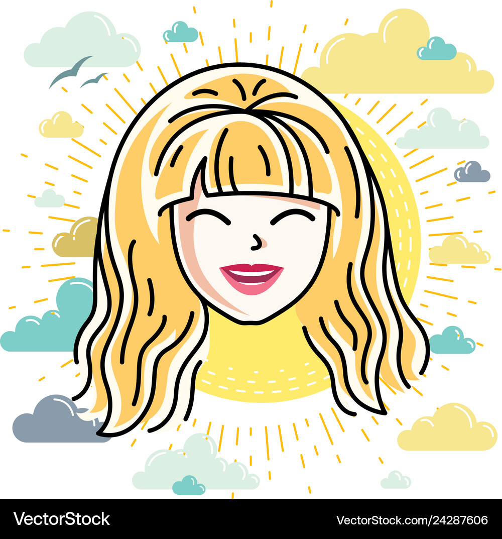 Beautiful women face human head character Vector Image