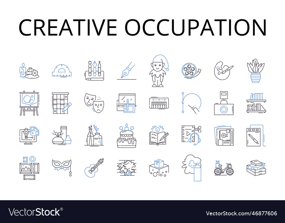Creative occupation line icons collection Vector Image