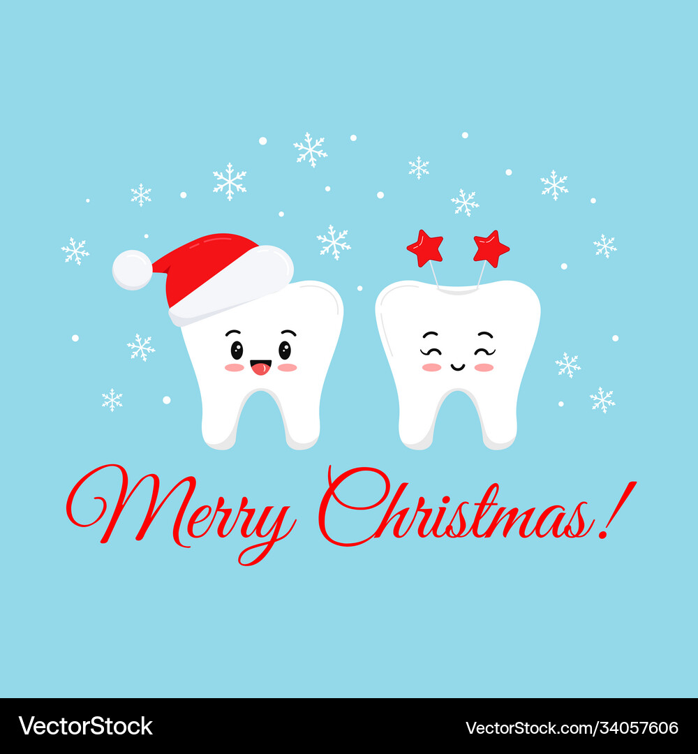 Cute smilling teeth with christmas costume Vector Image