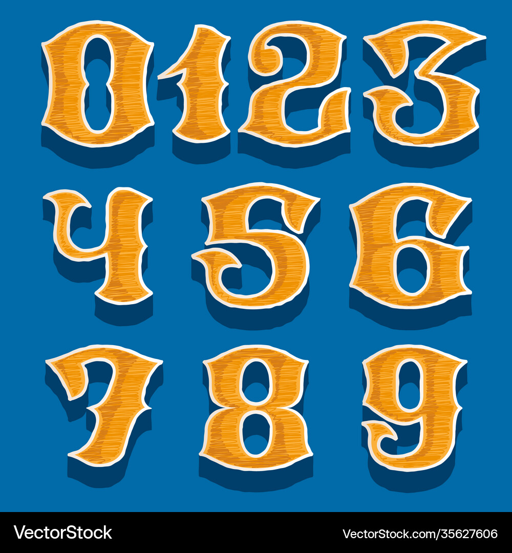 Embroidered numbers set in classic collegiate or Vector Image